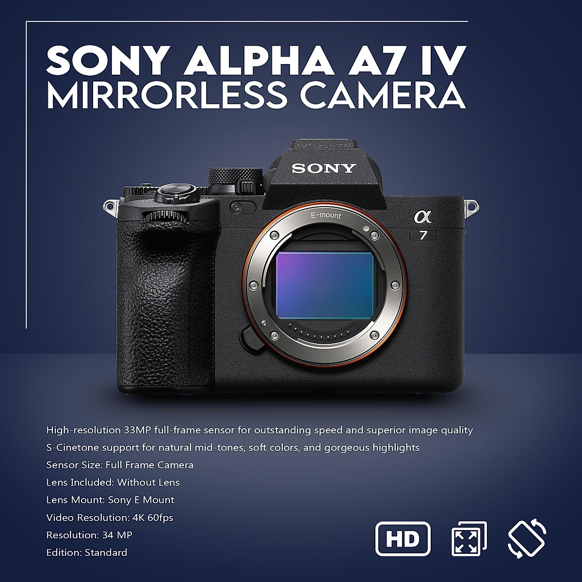 Sony Alpha a7 IV Full Frame Mirrorless Interchangeable Lens Digital 4K Camera, Black - Bundle with 128GB SD Memory Card, Camera Backpack, Extra Battery