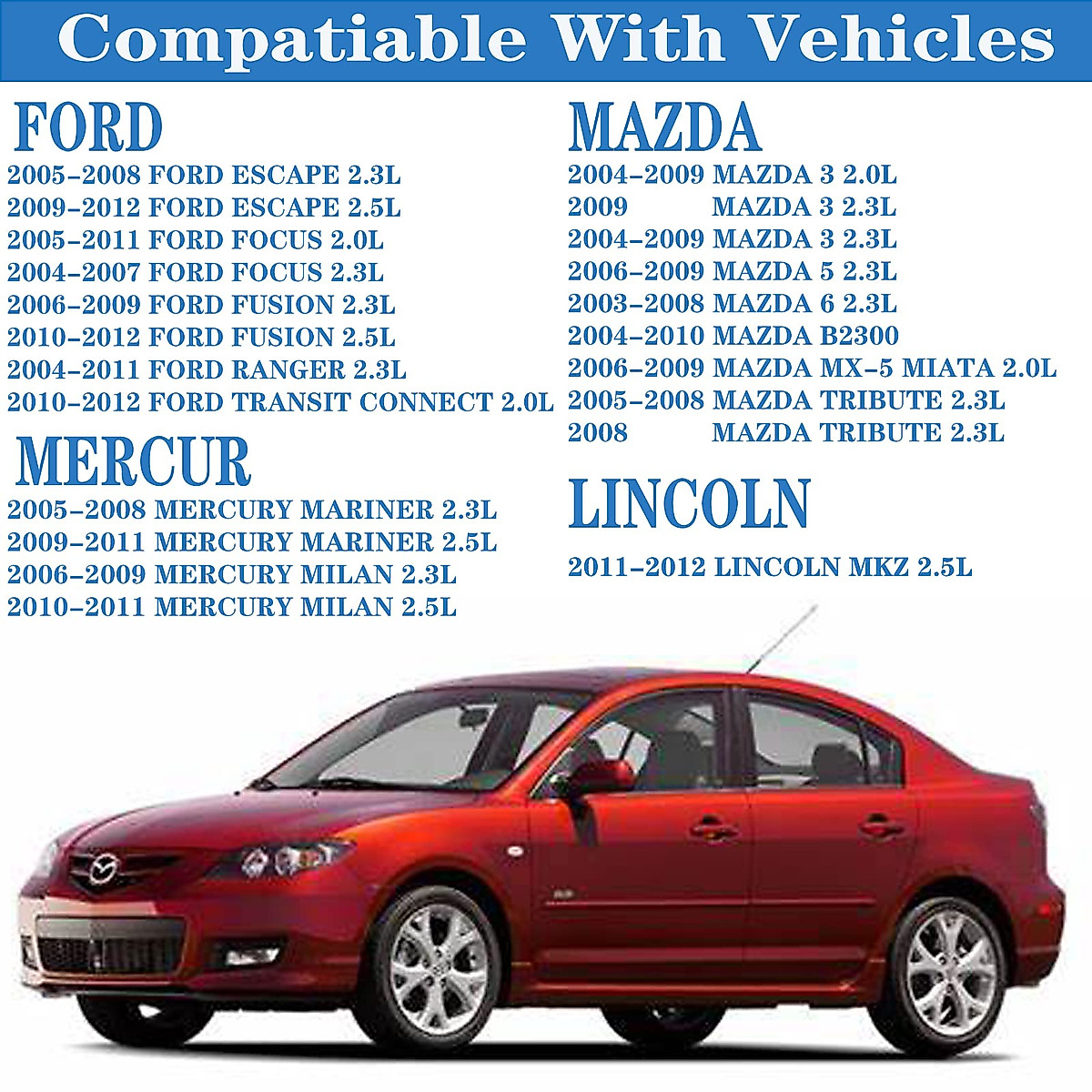 VS50639R1 Engine Valve Cover Gasket Compatible With 2005-2019 Ford Escape Focus Fusion Ranger Transit 2004-2013 Mazda 3 5 6 B2300 CX-7 MX-5 Tribute 2005-2011 Mercury Mariner Milan L4 2.0L 2.3L 2.5L