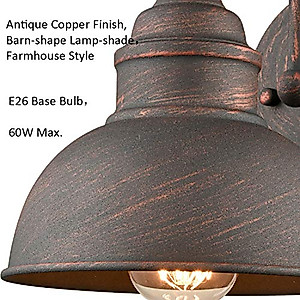DIRYZON EUL Rustic Gooseneck Wall Sconce Outdoor/Indoor Farmhouse Porch Light 1-Light Barn Bedside Wall Light in Antique Copper Finish for Patio Front Door