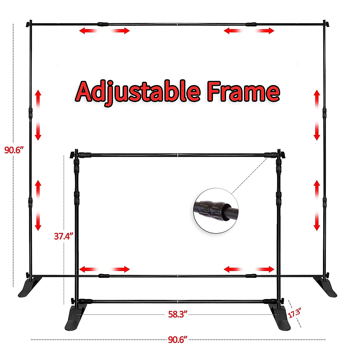 iElyiEsy Backdrop Stand Kit 10x8FT Adjustable Telescopic Display Step and Repeat Banner Stand for Party Decoration, Photoshoot, Photography, Trade Show with Carrying Bag