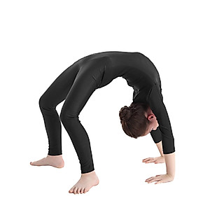 dPois Kids Girls Long Sleeves Full Length Unitards Ballet Dance Gymnastics Leotards One Piece Bodysuits Red 9-10 Years