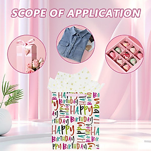 OFIHANLY 12.5" Medium Happy Birthday Gift Bag with Handles for Women,Paper Gift Bags for Her,Girls Kids Baby Shower Pink Paper Bag with Tissue Paper,1Pcs