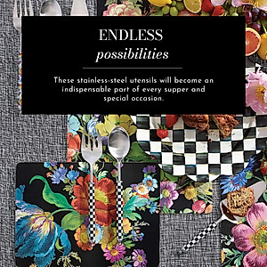 MACKENZIE-CHILDS Courtly Check Supper Club Salad Serving Set, Stainless-Steel Fork and Spoon for Serving Salad