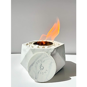 Tabletop Fire Pit Bowl- Portable Fire Pit for Indoor and Outdoor, Modern Concrete Indoor Fire Pit, Clean Flame for S’Mores, Elegant Table Top Firepit