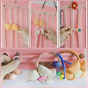 Hair Bows Holder Hair Clips Storage Hanger Hair Bows Organizer Baby Hair Accessory Storage Display Sturdy Rope Wall Hanging for Girl Room, Baby Nursery Decors 16 Ribbons
