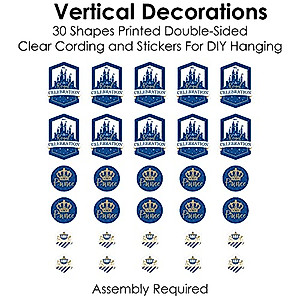 Big Dot of Happiness Royal Prince Charming - Baby Shower or Birthday Party DIY Dangler Backdrop - Hanging Vertical Decorations - 30 Pieces
