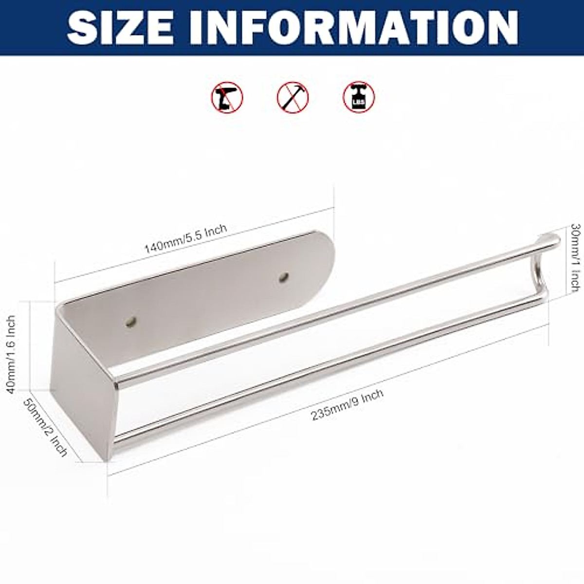 NearMoon Hand Towel Holder/Towel Ring Strong Hold Self Adhesive Bathroom Towel Bar, Thicken Stainless Steel Towel Rack- Sticky Towel Hanger, Contemporary Style, NO Drilling (Brushed Nickel)