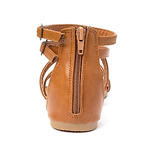 Luffymomo Women's Gladiator Strap Sandals Flat Fisherman Thong Cross Strappy Sandals（11 M US BROWN）