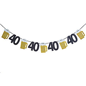 Beer birthday Glitter Banner, Beer Garland - Cheers to 40 Years Banner, 40th Birthday Banner - 40th birthday Decor