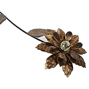 Flower Garden Stake Decor Metal Outdoor Flower Glow in Dark Yard Lawn Ornaments Decor,Set of 3,Gold Flower