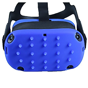 MASiKEN Silicone Mask Cover & Face Cushion for Oculus Quest, Head Cover Protection Skin Cap, Face Pad Replacement Accessories Shock-Resistant Sweatproof Lightproof (Blue)