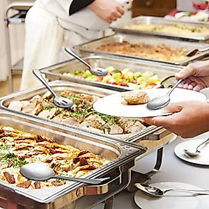 6 Pieces Serving Spoons Set, 8.7 Inch Serving Spoon, Includes 3 Serving Spoons and 3 Slotted Spoons, Stainless Steel Buffet Banquet Spoons, Large Spoons Utensils Cutlery Set for Home, Kitchen