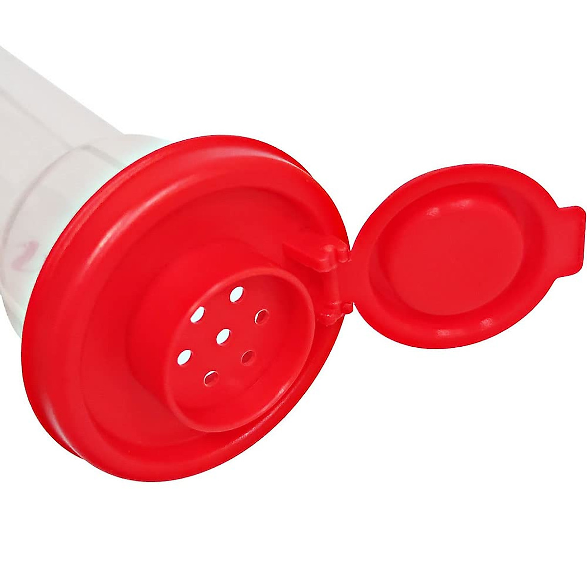 QIWYGPYQ 4 Pack Salt & Pepper Shakers Set, Hourglass Shakers with Lids, Large Moisture Proof Salt Shaker Pepper Food Containers for Cooking Kitchen Baking Salt Candy, Red and Blue