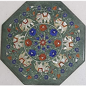 Green Marble Octagon Coffee Table Top Pietra Dura Ballard Designs Z Gallerie Dinner Table Pietra Dura, Green Marble Hot Plate, Piece Of Conversation, Family HeirLoom