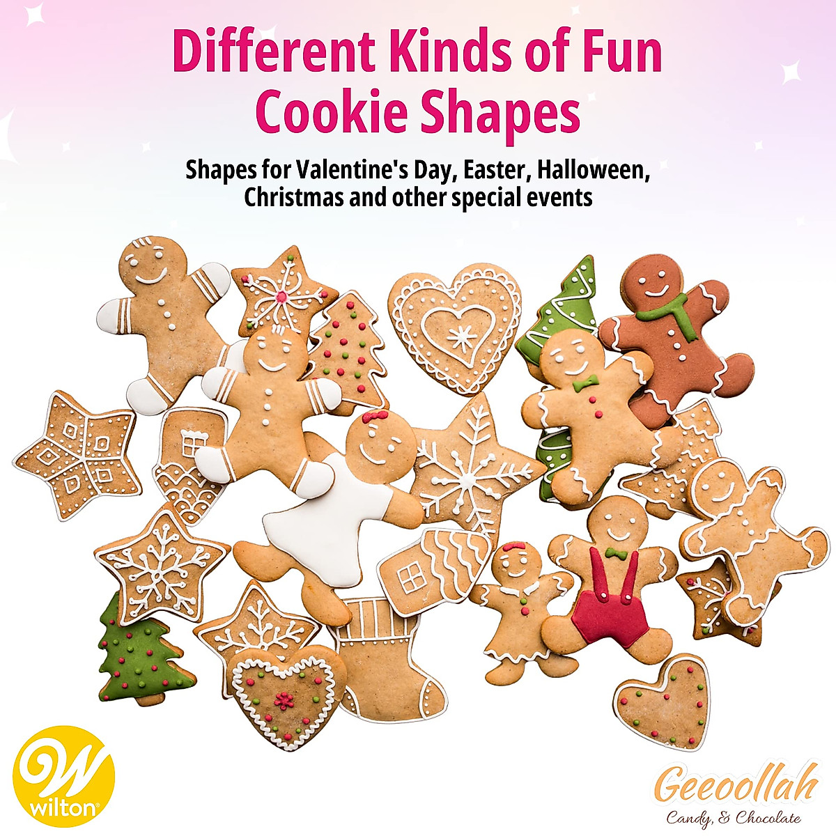 Wilton Cookie Cutters, Alphabet, Numbers, and Holiday 101-Piece Set Dough Cutters, Perfect Size Cookie Cutters for Baking