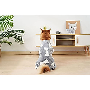 Harikaji Dog Warm Jumpsuit,Pet Winter Flannel Warm Pajamas,Cold Weather Dog Onesie,Dog Winter Clothes for Medium Large Dogs (3XL:Chest<29'', Grey)