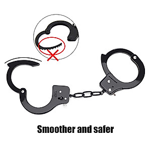 HUALIXUAN Metal Play Handcuffs, Hand Cuffs Police, Toy Handcuffs for Kids (Black)