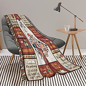 Fiwbnasz Book Lovers Blanket Gift, Book Reading Librarian Gifts Throw Blanket 50"x60", Book Club Gifts for Reading Lover Bookish, Book Lover Birthday Christmas Graduation Blanket Gift