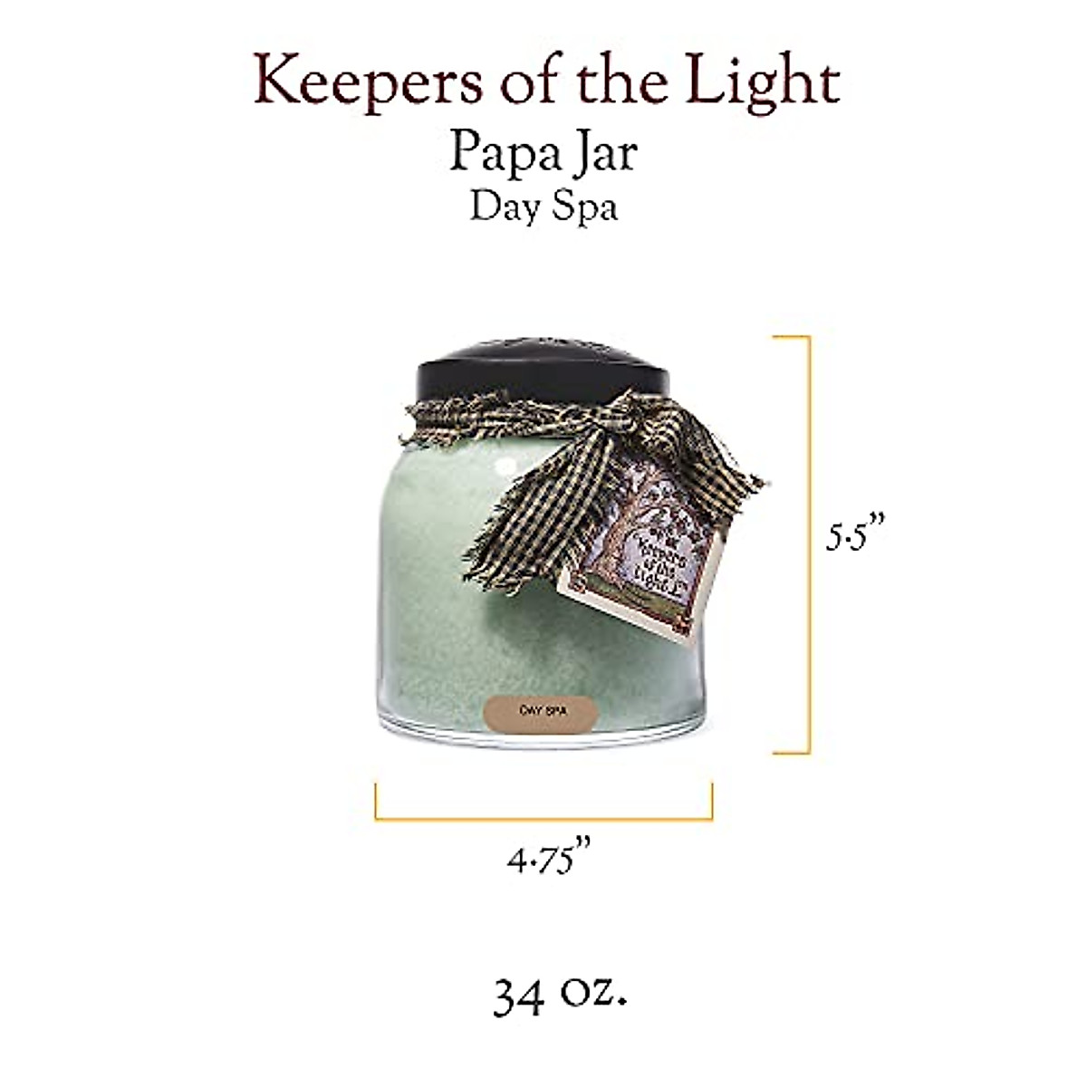 A Cheerful Giver — Day Spa - 34oz Papa Scented Candle Jar with Lid - Keepers of the Light - 155 Hours of Burn Time, Gift Candle, Green