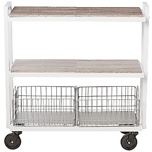 Atlantic Modular Mobile Storage Cart System, with Interchangeable Shelves & Baskets, Powder-Coated All-Steel Frame, 3-Tier, Caster Wheels for Mobility, PN 23350328, in White