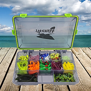 2PC Aventik Waterproof Fishing Tackle Boxes Hooks Storage Trags Organizer Box Transparent Adjustable Dividers Hold Terminal Fishing(3500M-Green&Red)