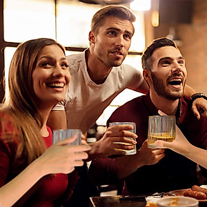 Jarler Wine Glass Crystal Whiskey Glasses Spinning Rocks Glasses with Rotatable Coaster, 9.2 Oz Hand Painted Colorful Old Fashioned Glass, Bar Tequila Glasses (Stripes, 1)