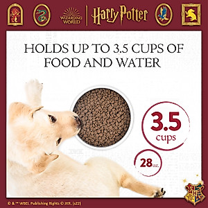 Harry Potter Hufflepuff Bowl for Pets | Harry Potter Dog or Cat Feeding Bowl | 3.5 Cups or 28oz Capacity Ceramic Dishwasher Safe Pet Dish, Yellow Hufflepuff Pet Dish