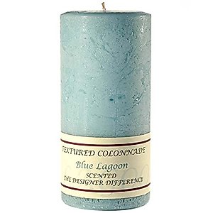Textured 4x9 Blue Lagoon Pillar Candle for Wedding/Dinner, Holiday Event, Home Decoration, 100 to 120 Hours, 4 in. diameterx9.25 in. Tall, 1 Piece