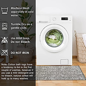 Chardin home Grey, Green & Ivory Boho Throw Rug 2x3 feet |Hand Woven Farmhouse Rug | Great in Kitchens entryways doormats Bathrooms Meditation Mat | Machine Washable & Reversible Cotton Rugs