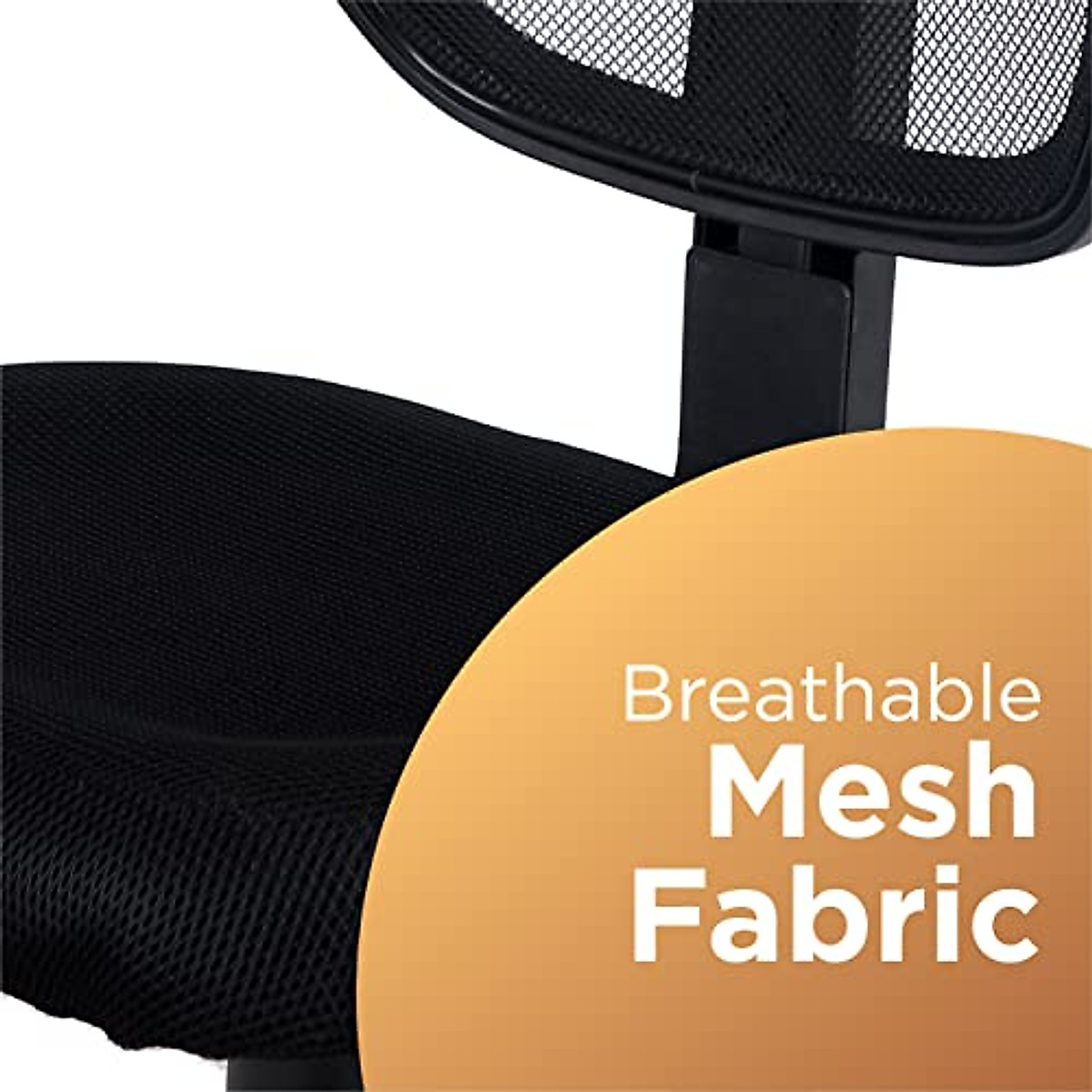 Comfty Fabric Seat and Nylon Base Mesh Back Swivel Task Chair, Black