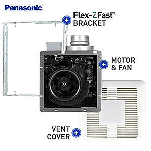 Panasonic FV-0511VKSL2 WhisperGreen Select Ventilation Fan with Light and Speed Controls, 50-80-110 CFM, Quiet Energy Star Certified Ceiling Mount Bathroom Fan with Pick-A-Flow Airflow Technology