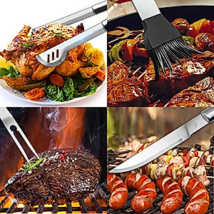 GRILLART BBQ Grill Utensil Tools Set Reinforced BBQ Tongs 19-Piece Stainless-Steel Barbecue Grilling Accessories with Aluminum Storage Case -Complete Outdoor Grill Kit for Dad, Birthday Gift for Man