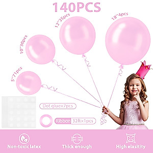 140pcs Pink Balloon Arch Kit, Pastel Balloons of Different Sizes Pack of 18 12 10 5 Inch for Birthday Party or Gender Reveal Party Balloon Arch as Graduation Wedding Baby Shower Party Decorations