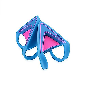 Glow in Dark Silicone Cat Kitty Ears Lovely Fluorescent Cat Ears Compatible for Bose/Razer/HyperX/Corsair/SteelSeries Arctis/Edifier Gaming Headphones (Blue)
