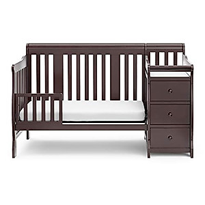 Storkcraft Portofino 5-in-1 Convertible Crib and Changer (Espresso) – Crib and Changing Table Combo with 3 Drawers, Includes Baby Changing Pad, Converts to Full-Size Bed