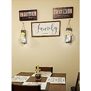 HOMKO Decorative Mason Jar Wall Decor - Rustic Wall Sconces with 6-Hour Timer LED Fairy Lights and Flowers - Farmhouse Home Decor (Set of 2)