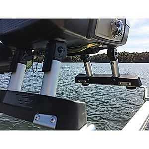 Cuisinart Grill Modified for Pontoon Boat with Arnall's Stainless Grill Bracket Set BLACK