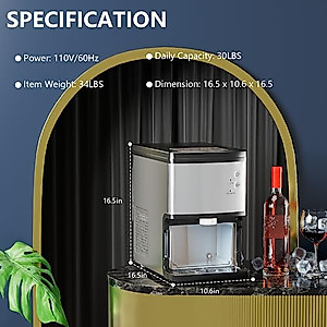 GooingTop Nugget Ice Maker Countertop - 40Lbs/24H Auto Self-Cleaning, Portable & Compact Machine Ideal for Home/Kitchen/Party/Camping,One-Key Electric Freewheeling Take (GOTO-LA-ICE-880-01)