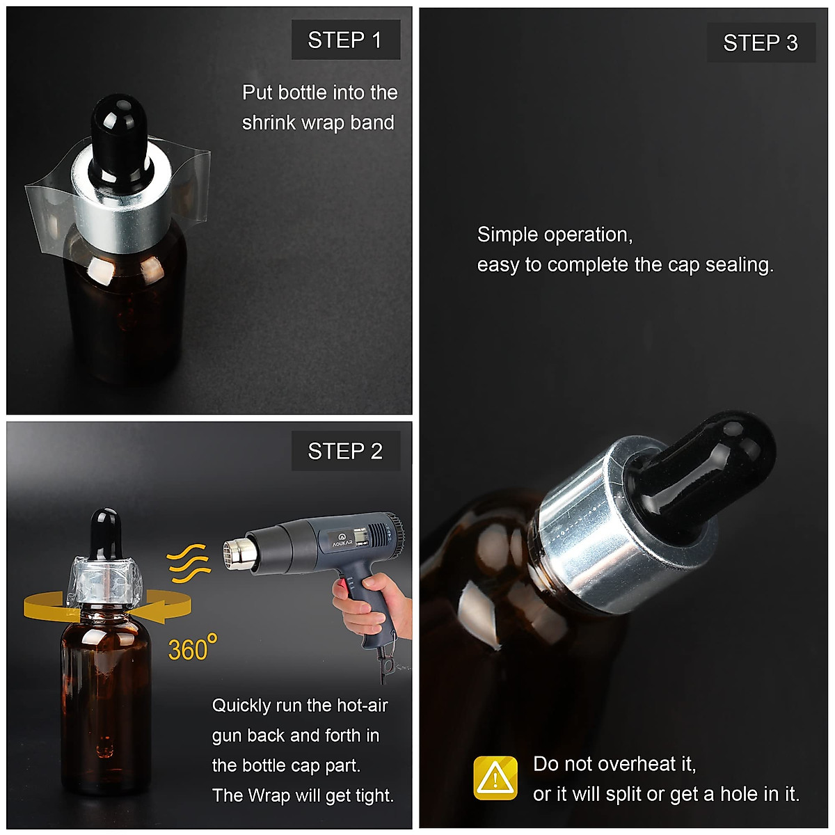 Shrink Wrap Bands for Jars Seals Heat Shrink Bands Cap Seal for Jars Mouth Shrink Bag Refillable Shrink Wrap Container-200 Pieces-6.9 x 1.1 Inch-175 x 28mm