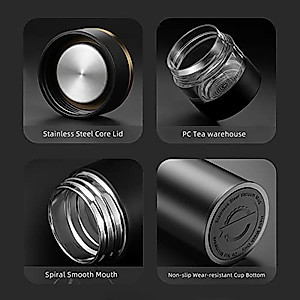 Tea Infuser Bottle - Coffee thermos - Smart Sports Water Bottle with LED Temperature Display,Double Wall Vacuum Insulated Water Bottle - Travel Tea Mug with Stainless Steel Filter (Black)