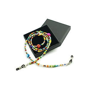 DECKER Colorful Bead Women’s eyeglass chain eyewear retainer Mask Holder Reading glass Necklace Lanyard (Rainbow Beads)