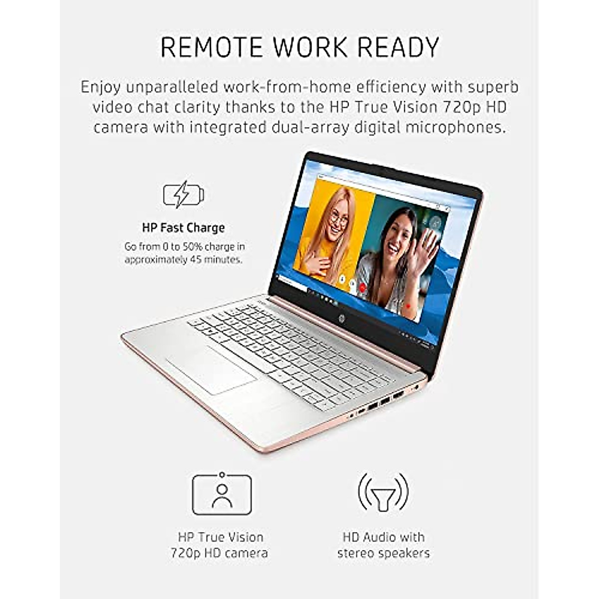 HP Stream 14inch HD Touchscreen Display, Intel Celeron N4020 Dual-Core Processor,4GB DDR4 Memory,192GB Storage(64GB eMMC+128GB Card),WiFi,Webcam,1-Year Microsoft 365, Win 10 S, Rose Gold | TGCD bundle
