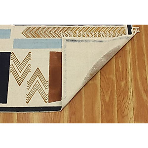 Casavani Hand Block Printed Area Rug Geometric White & Black Cotton Dhurrie Floor Carpet For Doormat Best Uses For Bedroom,Living Room,Dining Room,Kitchen,Purch 10x14 Feet