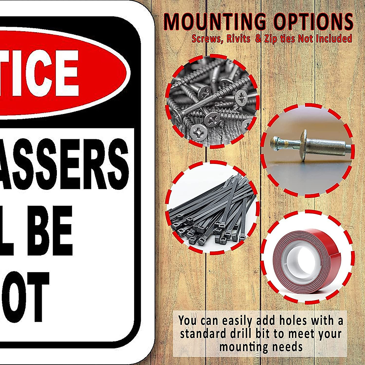 No Trespassing Sign 8.5" x 10", Private Property Signs, Aluminum Wall-Mount Warning Sign, Security Signs for Home or Business, Aluminum Indoor or Outdoor Signs, No Trespassing Signs Private Property