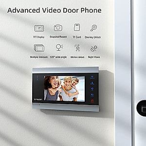 TMEZON Wired Video Door Phone Visual Intercom Doorbell System with Camera Touch Screen Monitor IR Night Vision TFT Color LCD Display