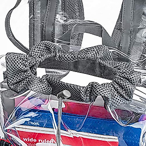 Heavy Duty Clear Backpack with Front Pocket, Clear Bookbag (Steel Gray) Medium