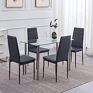 Clear Glass Dining Table 45.3" * 23.6" * 29.5", Rectangular Kitchen Table with Tempered Glass Tabletop and Chrome Legs, Clear Glass Kitchen Table for Restaurant, Apartment and Small Space