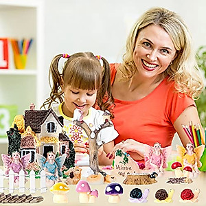 31 Pieces Fairy Garden Accessories Fairy Garden Miniatures Fairy House Supplies Girl Fly Wing Dollhouse Decor for Home Garden Lawn Decoration