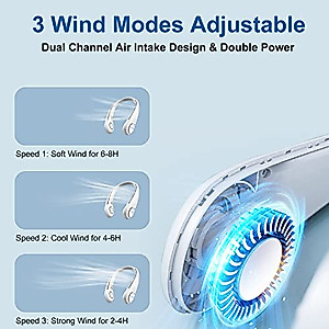 CL FUN Neck Fans Portable Rechargeable, Portable Bladeless Neck Fan for Women Men, Personal Fans for Your Neck, Battery Operated Fan Blow Cold Air, 3 Speeds Ultra-Quiet Wearable Fan for Outdoor Indoor