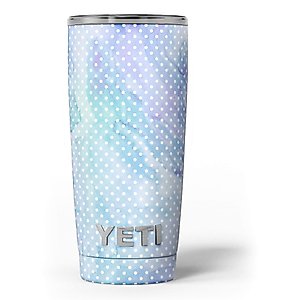 Design Skinz Micro Polka Dots Over Blue Watercolor Surface - Skin Decal Vinyl Wrap Kit Compatible with The Yeti Rambler Cooler Tumbler Cups